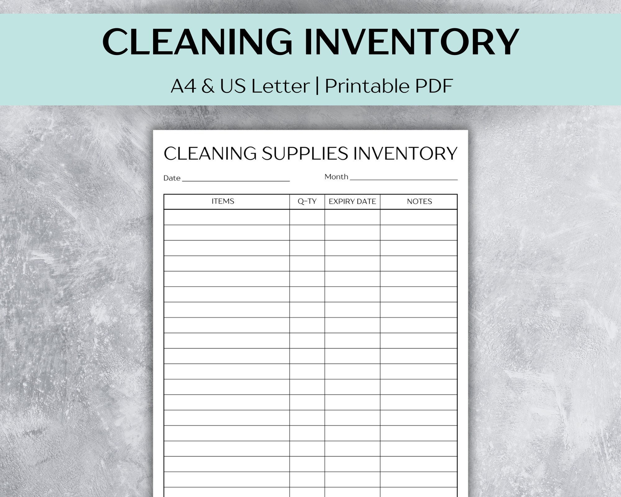 Printable Cleaning Inventory Tracker, Cleaning List, Cleaning Business ...