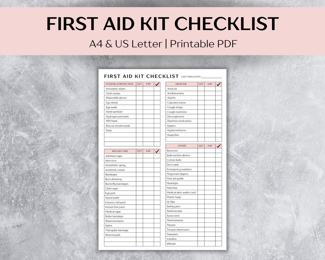 First Aid Kit Checklist Printable: Medicine & Emergency Supplies - PDF ...