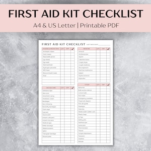 First Aid Kit Checklist Printable: Medicine & Emergency Supplies - PDF ...