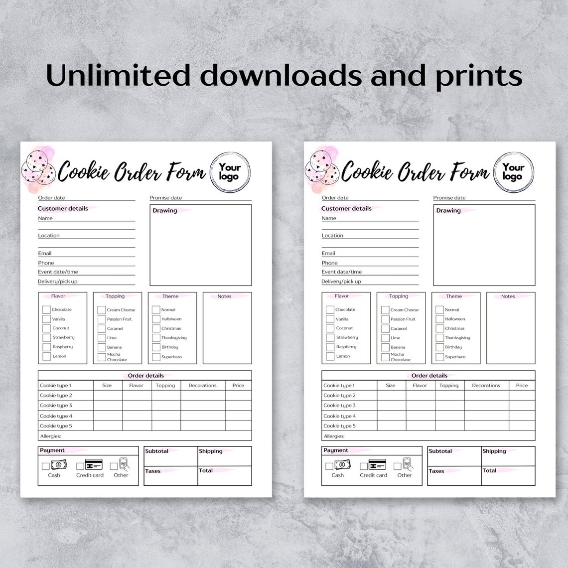 Editable Cookie Order Form Template, Printable Bakery Order Form ...