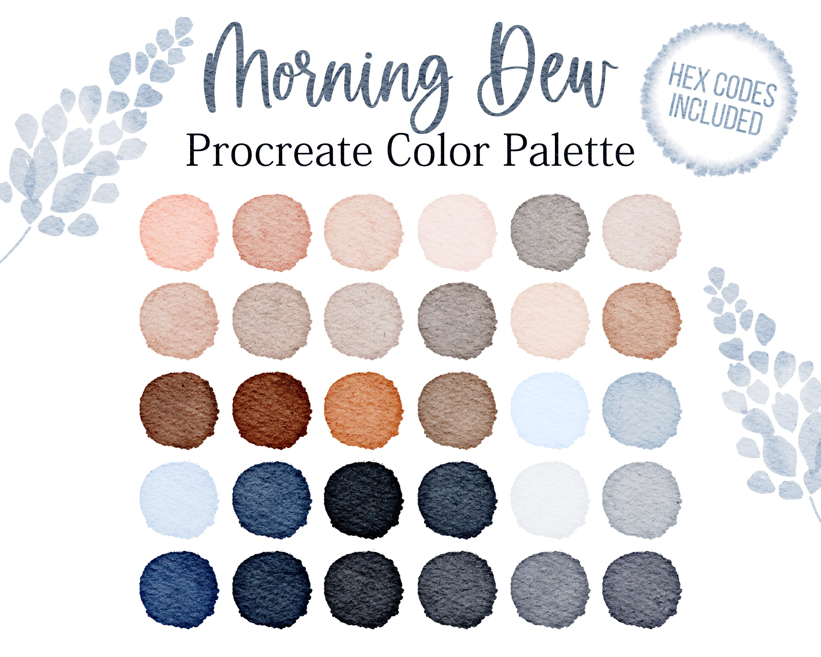 Morning Dew Colors Procreate Swatch File Winter Palette Neutral Soft ...