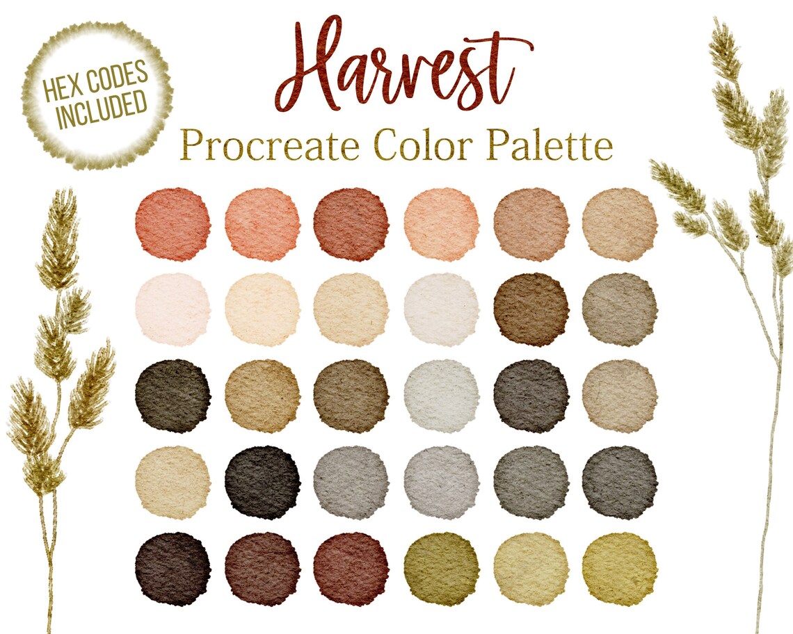 Harvest Colours Procréer Palette Hex Codes Fall Color Palette | Etsy