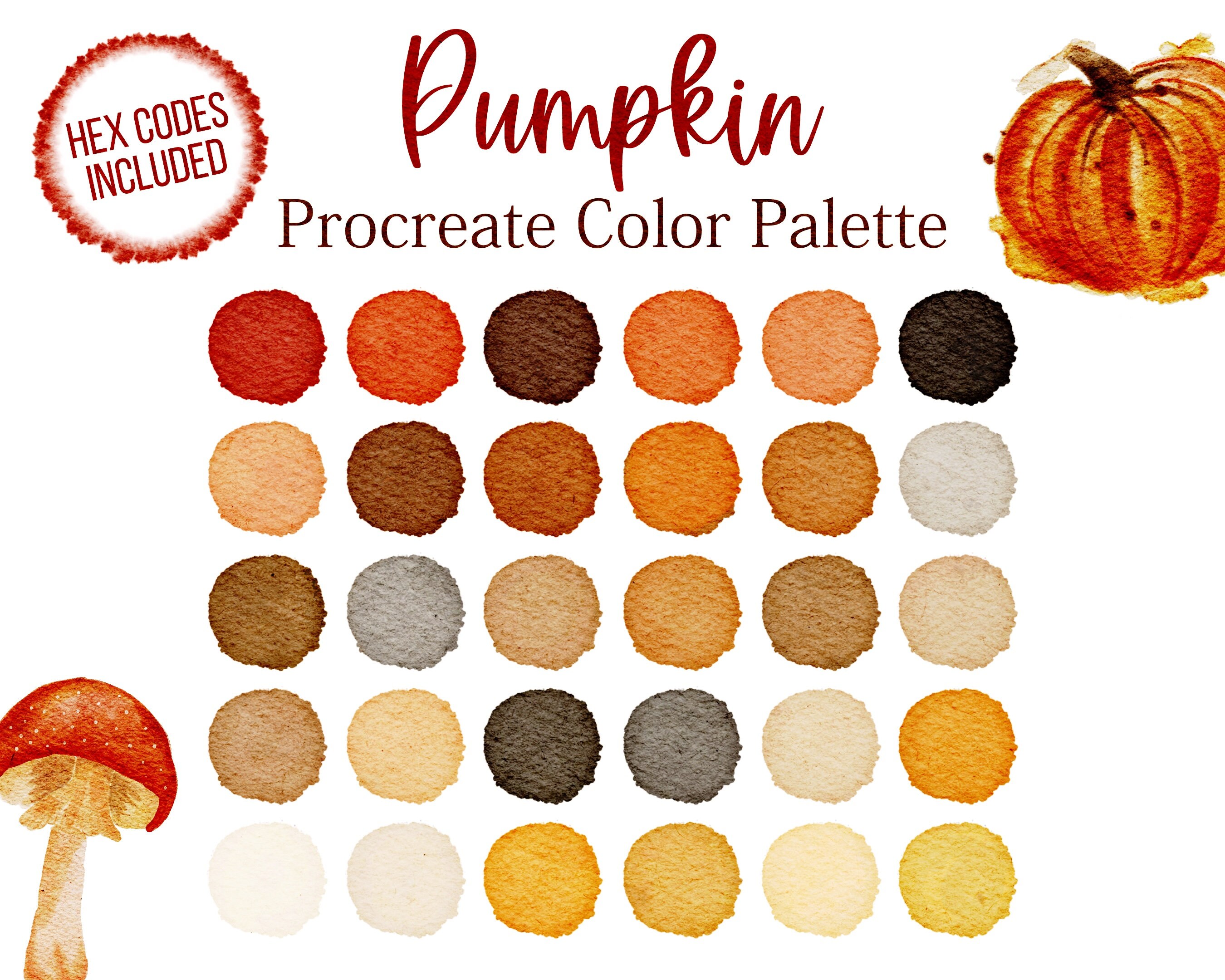 Autumn Procreate Palette Bundle Fall Digital Color Bundle Red Tones ...
