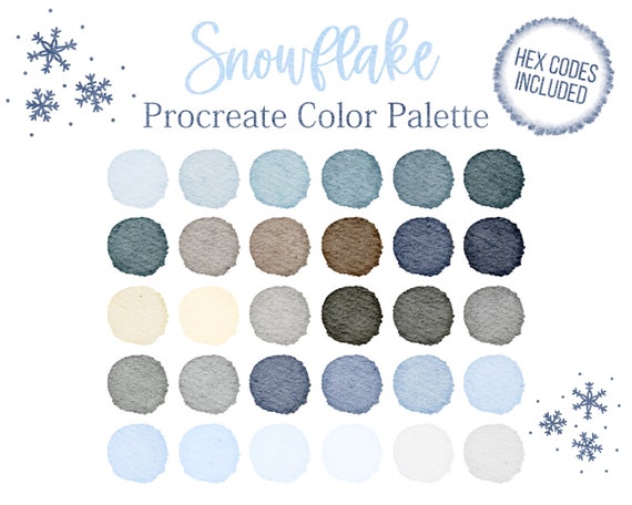Snowflake Colors Procreate Swatch File Winter Palette Neutral - Etsy