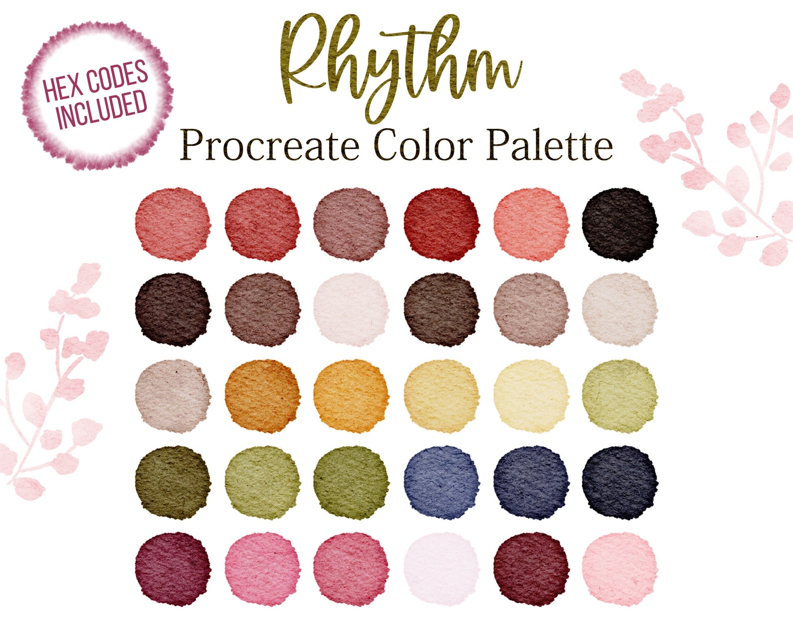 Vintage Color Palette Procreate, Green Procreate, Red Palette, Brown ...