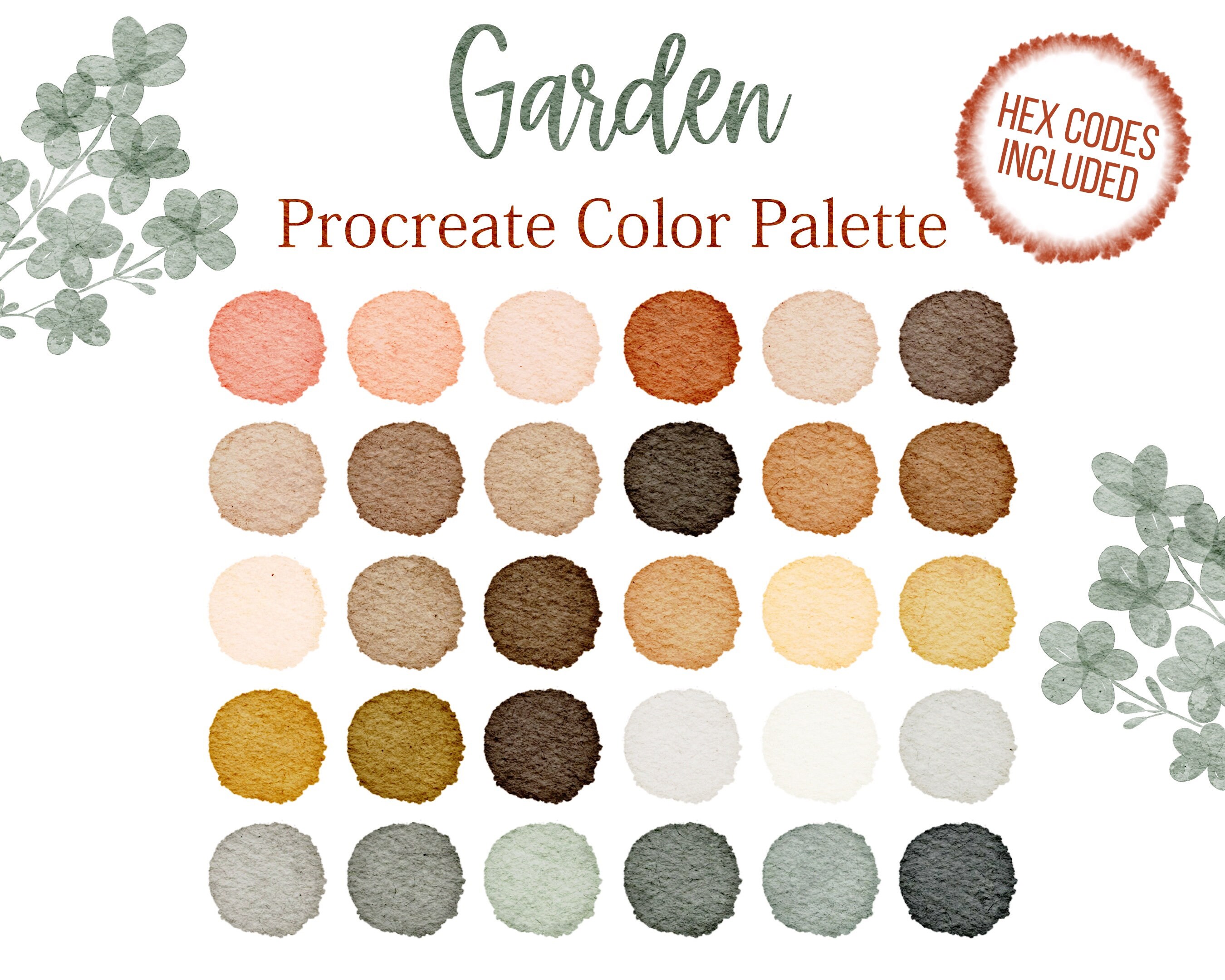 Garden Colors Palette Procreate Bundle Green Tones Color Red Palette ...