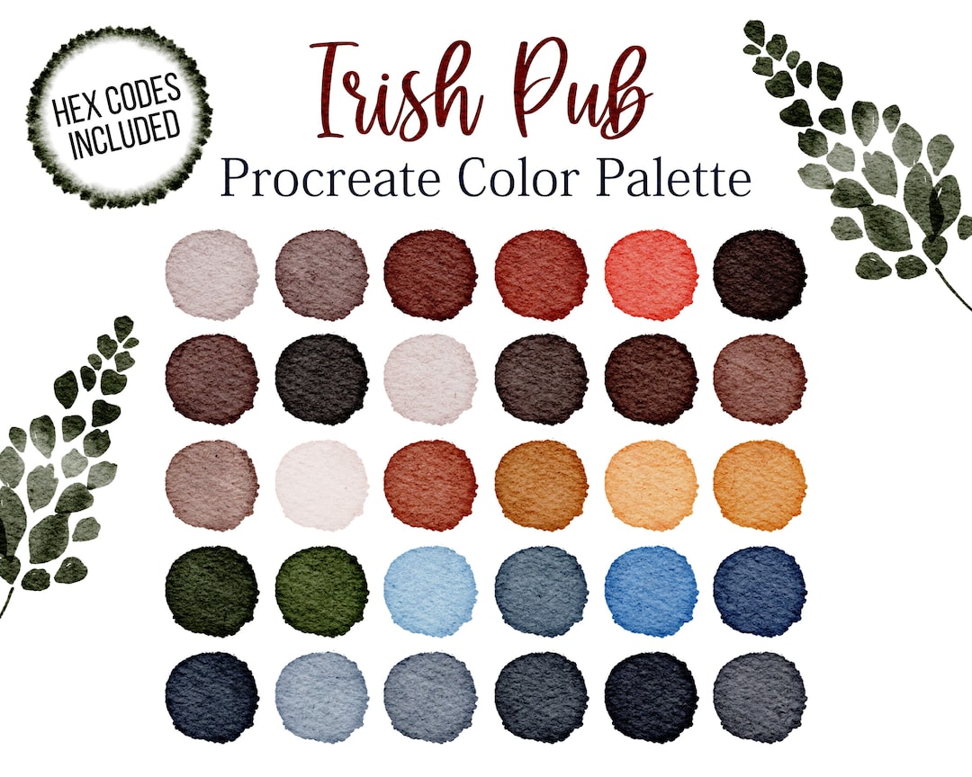 Irish Color Palette Procreate Boho Irish Pub Collection Red Color Brown ...