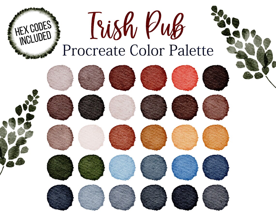 Irish Color Palette Procreate Boho Irish Pub Collection Red Color Brown ...