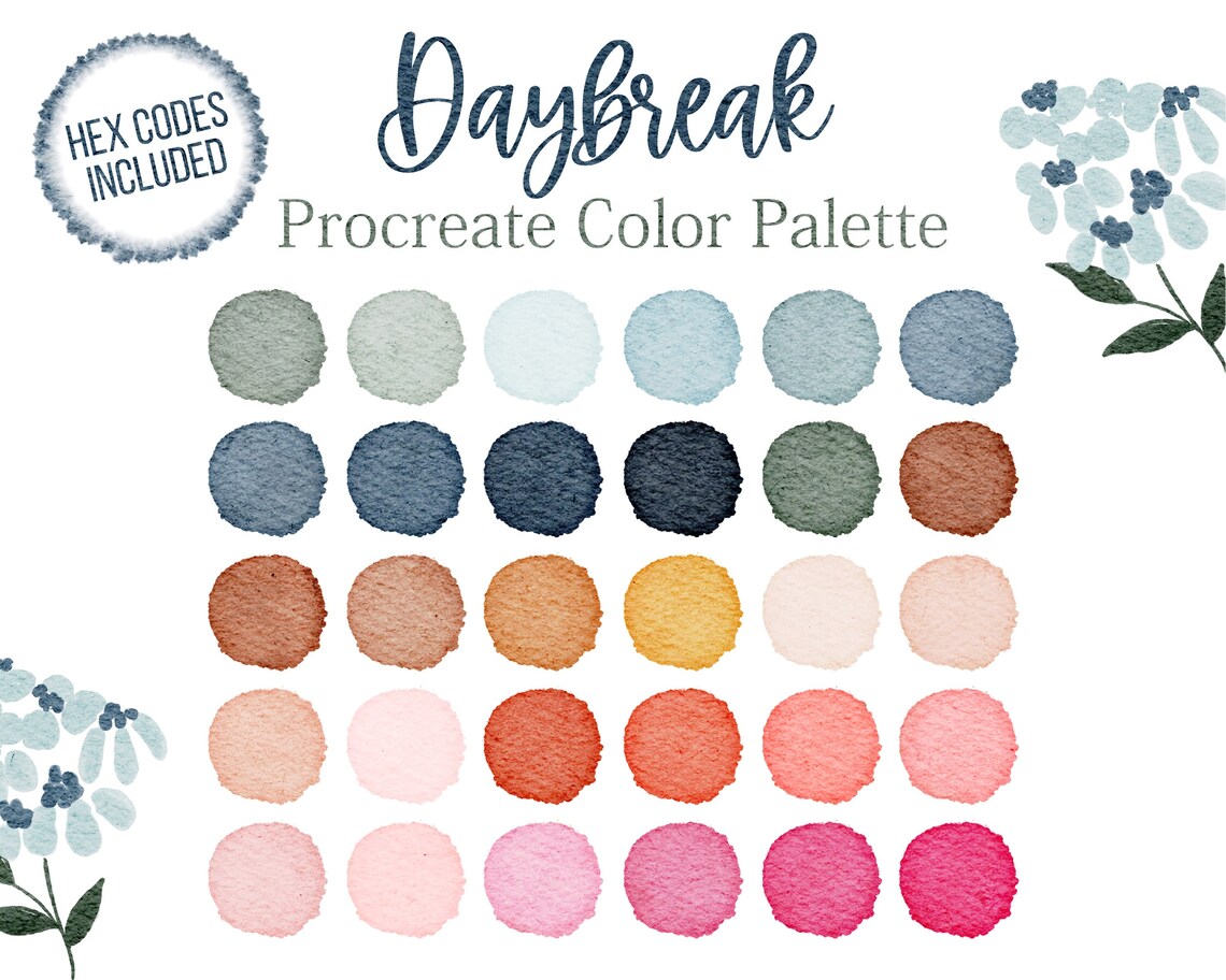 Sunrise Procreate Palette Bundle Pink Bright Tones Hex Codes Digital ...