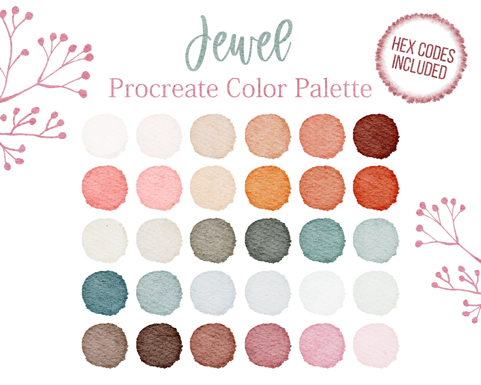 Sunrise Procreate Palette Bundle Pink Bright Tones Hex Codes Digital ...