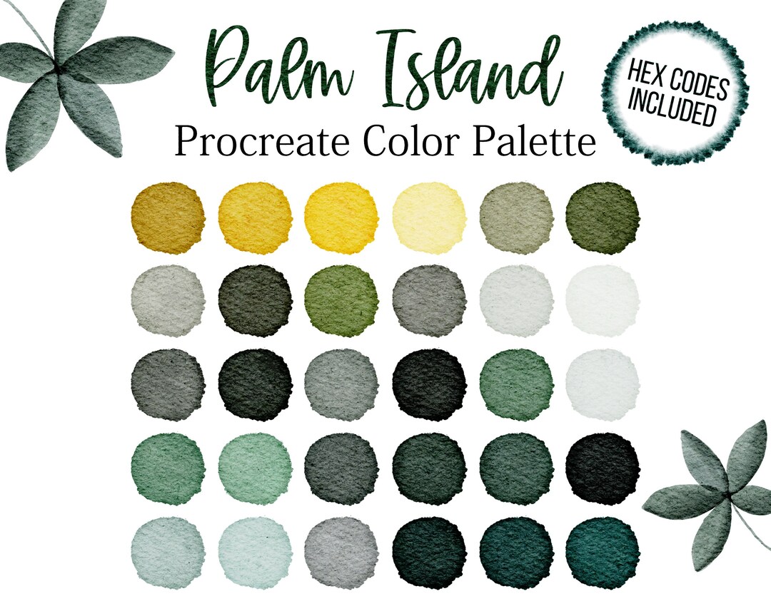 Palm Island Palette Procreate Hex Codes Jungle Tones Green Colors ...