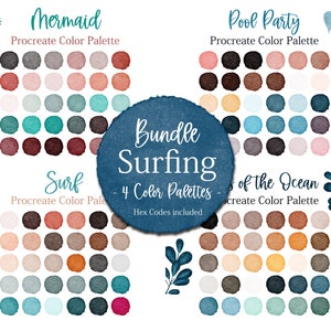 Water Colors Procreate Bundle Blue Tones Digital Palette Surfing Hex ...