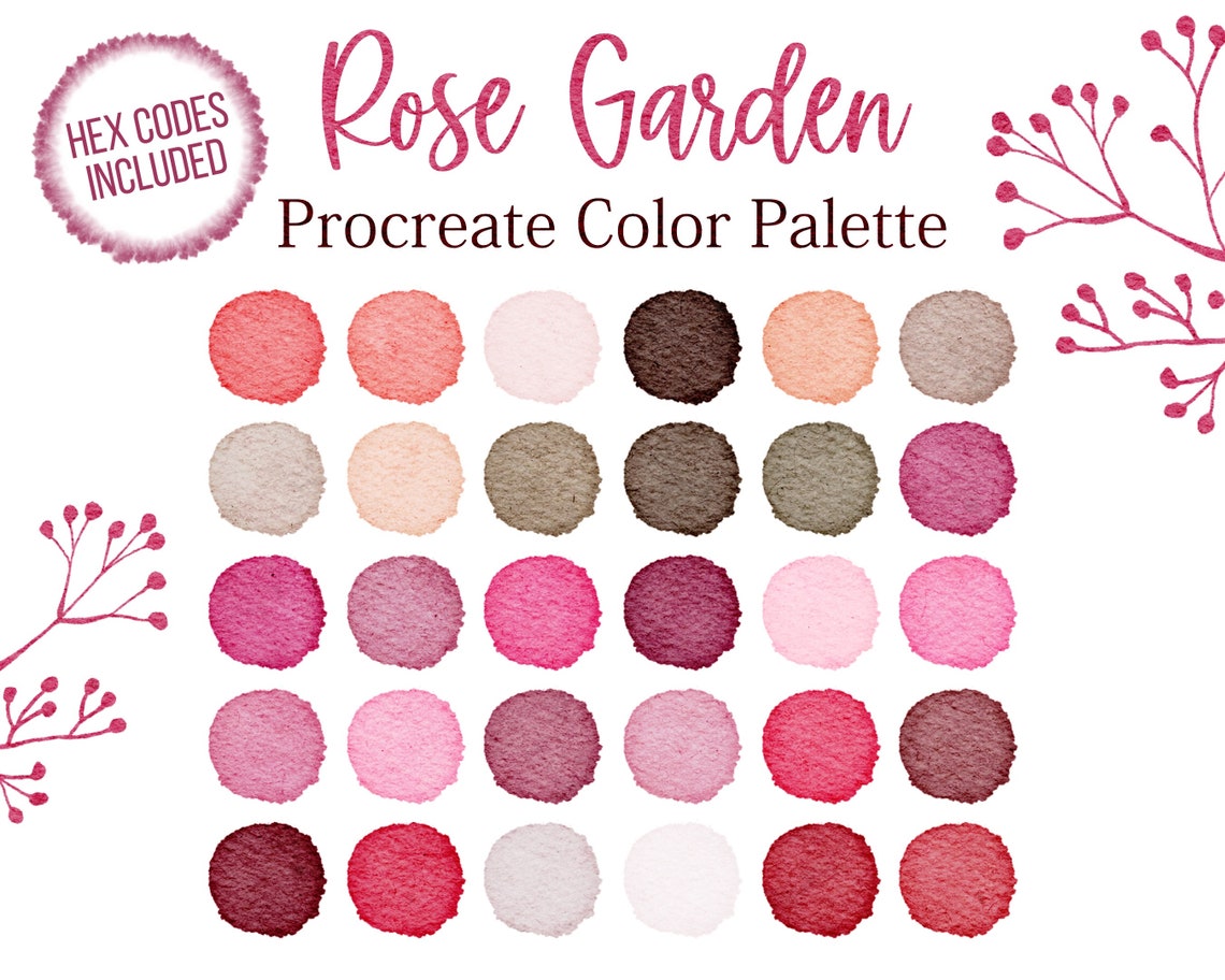 Valentine Bundle Color Palette Love Pink Procreate Hex Codes Rose ...