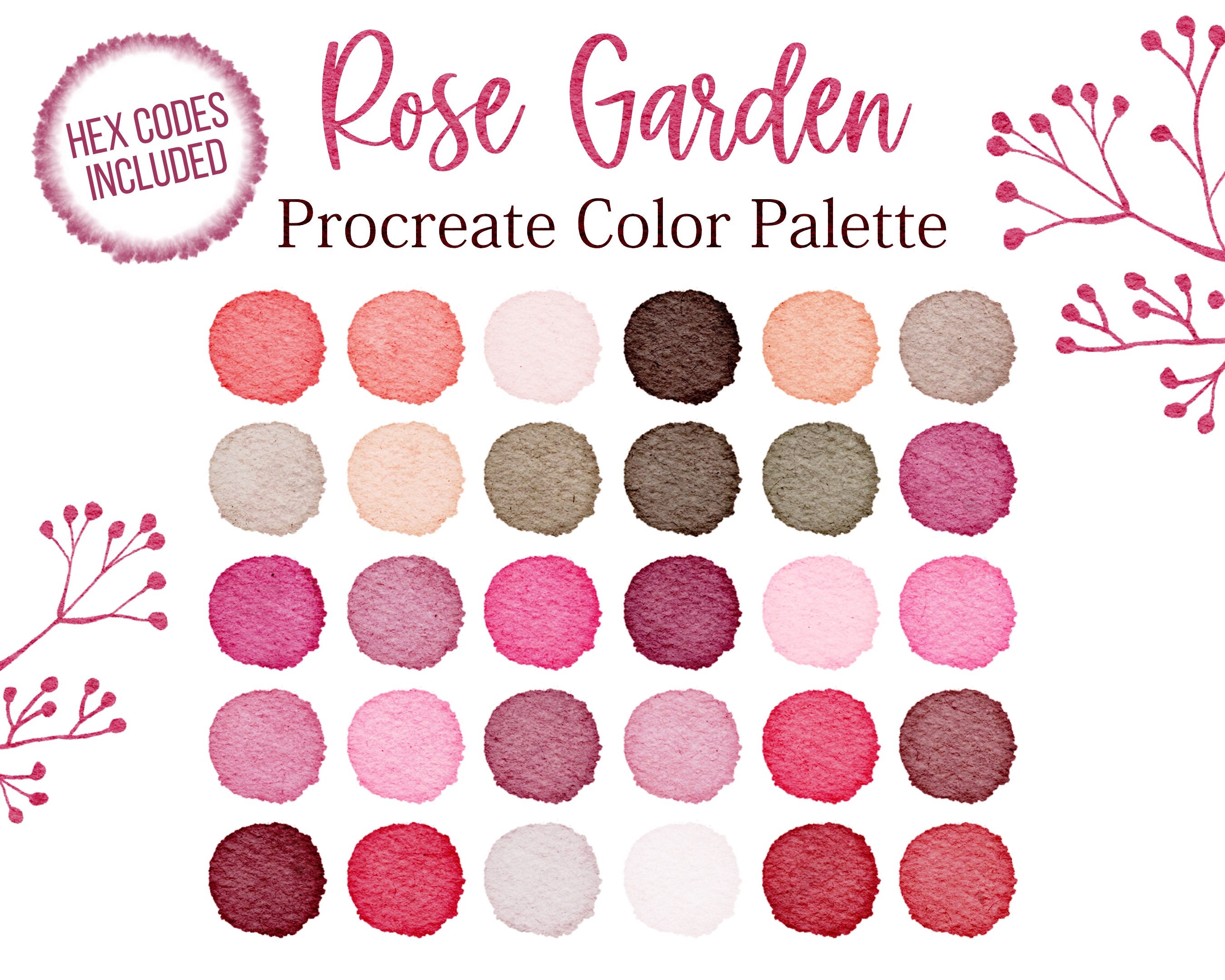 Valentine Bundle Color Palette Love Pink Procreate Hex Codes Rose ...