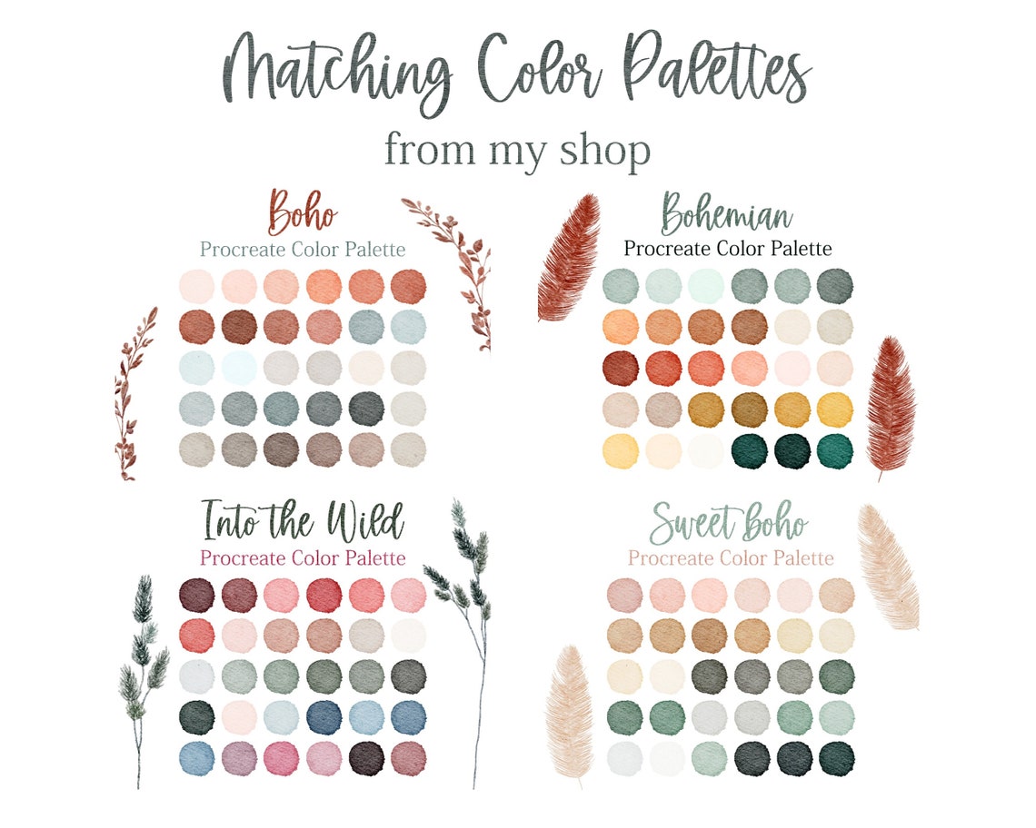 Boho Color Palette Bohemian Style Colors Procreate Boho Hex Codes Blue ...