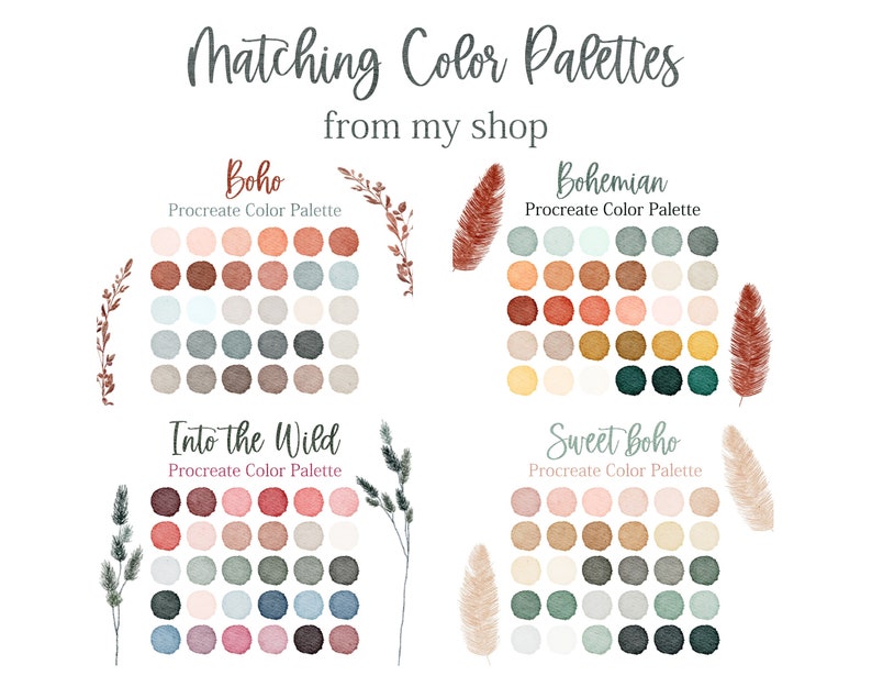 Boho Color Palette Bohemian Style Colors Procreate Boho Hex Codes Blue ...