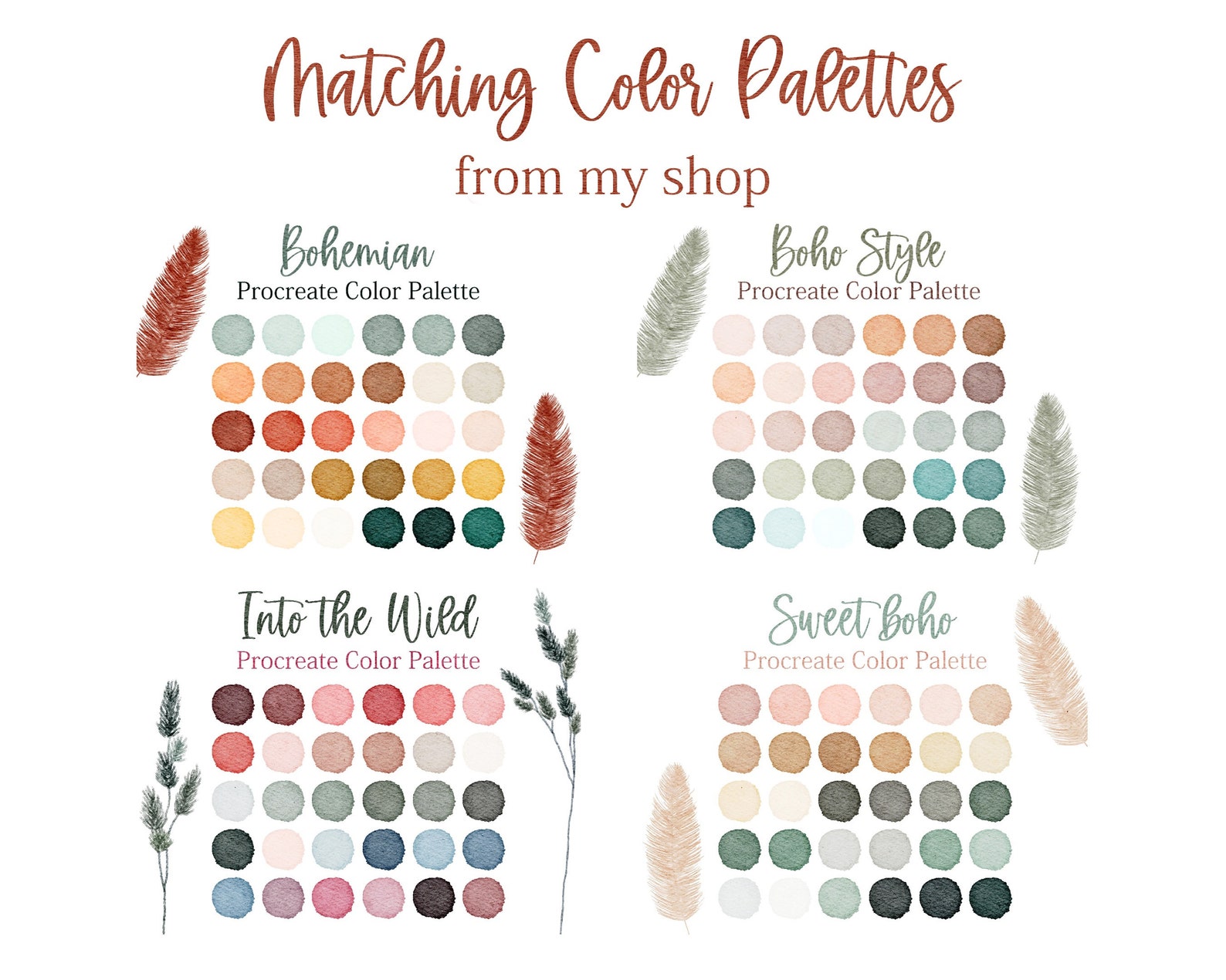 Boho Color Palette Colour Palette Colors Procreate Boho - Etsy