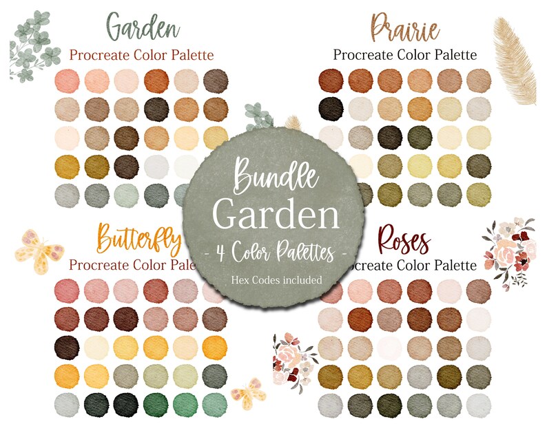 Garden Colors Palette Procreate Bundle Green Tones Color Red Palette ...