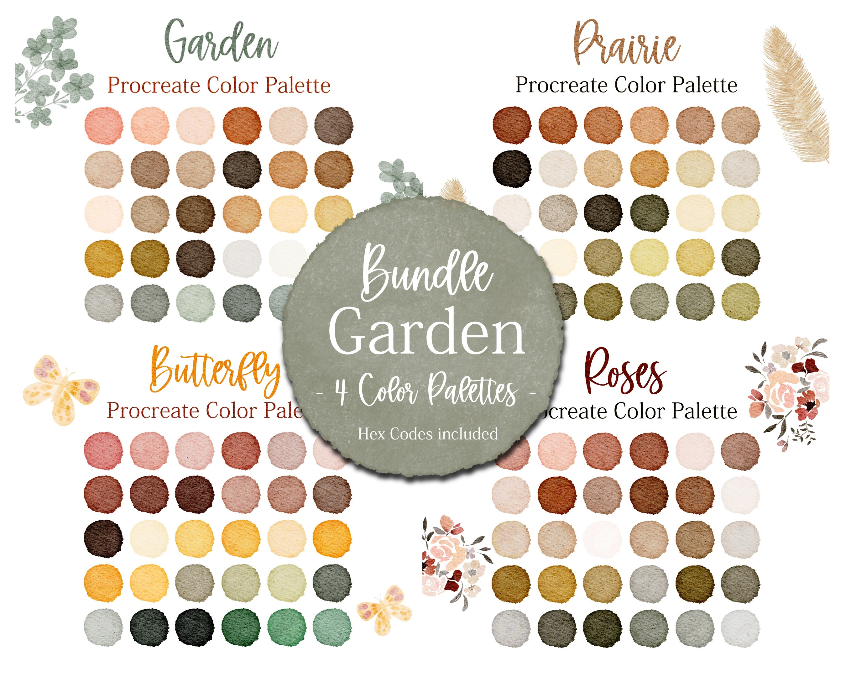 Garden Colors Palette Procreate Bundle Green Tones Color Red Palette ...
