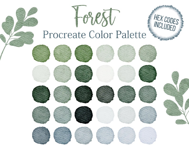 Procreate Palette Green Earth Tones Palette Hex Codes Brown Forest ...
