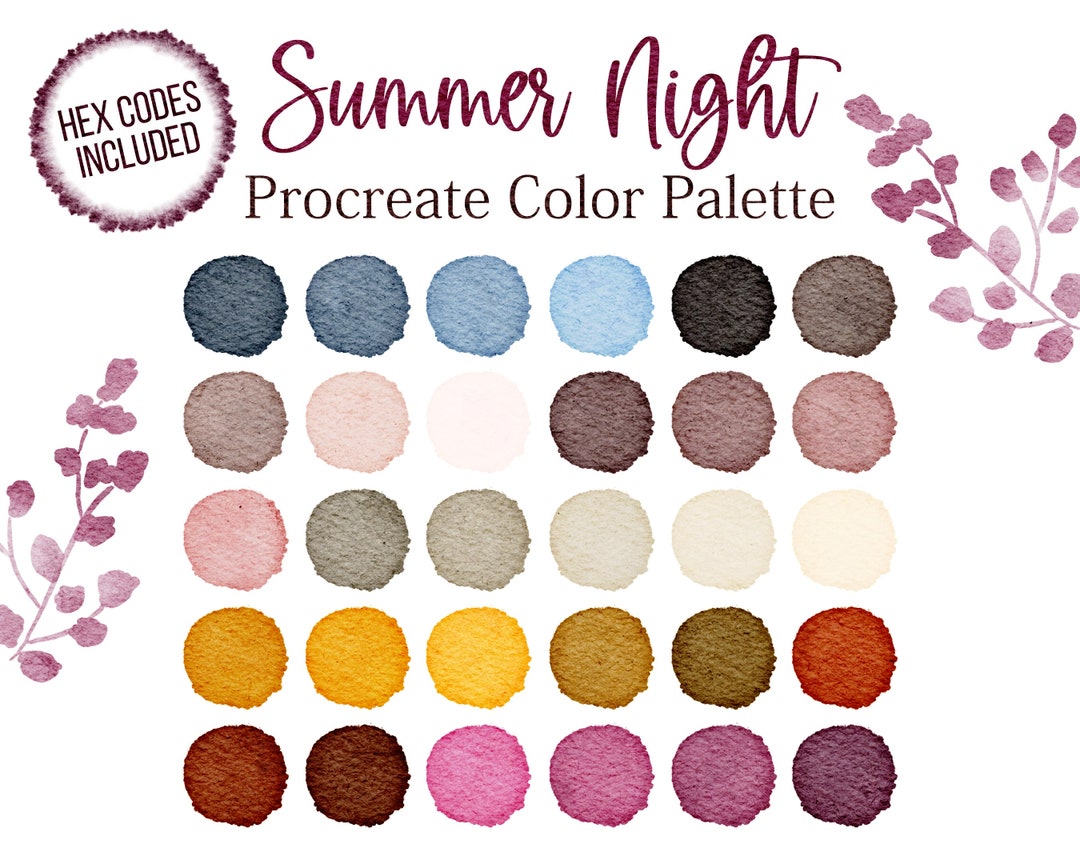 Summer Procreate Palette Spring Color Yellow Hex Codes Swatches Green ...