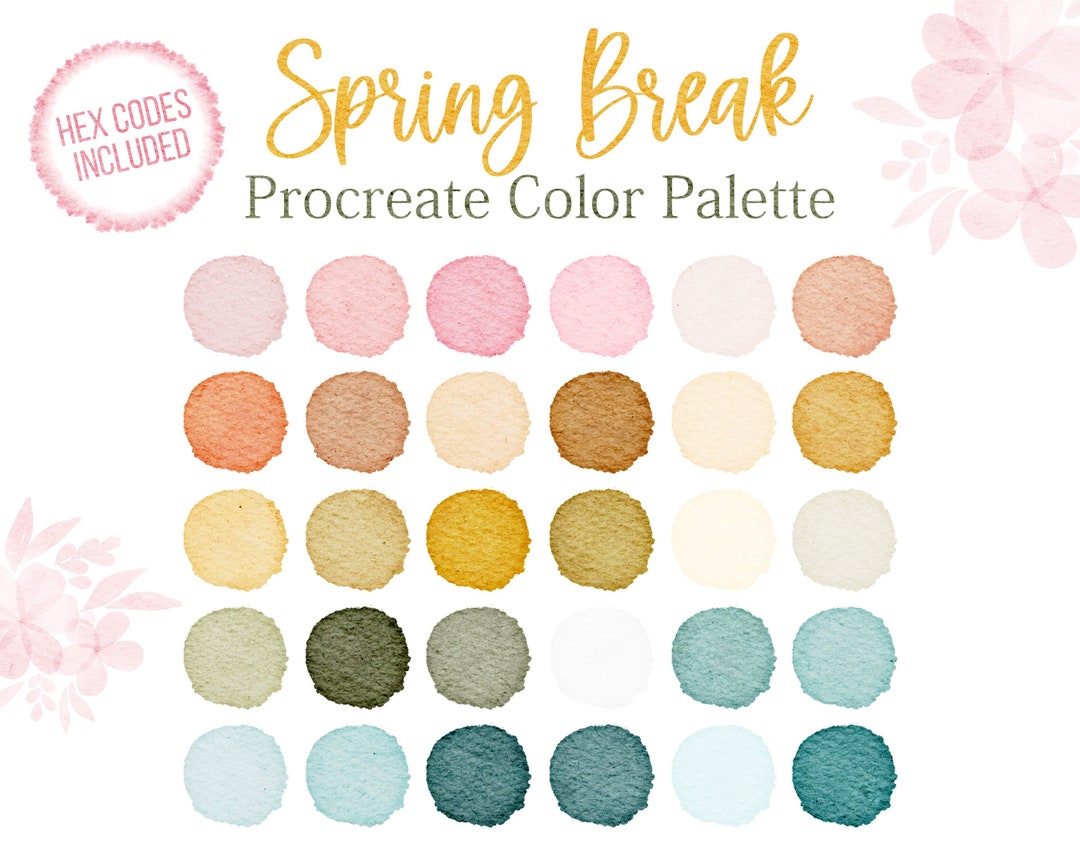 Spring Break Color Palette Procreate Colorful Glowing Red Pink Palette ...