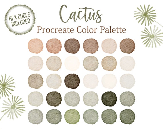 Plant Color Palette Cactus Style Colors Procreate Boho Hex | Etsy