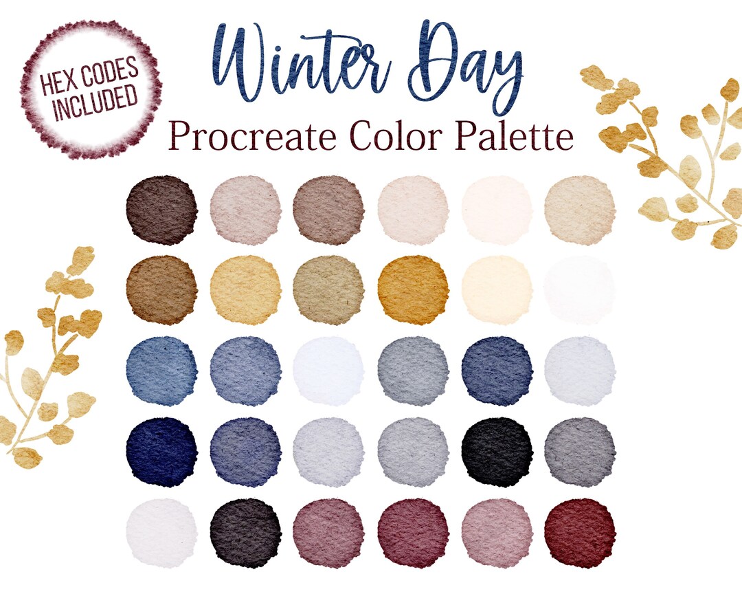 Winter Christmas Procreate Palette XMAS Watercolor Red Colors Cozy ...