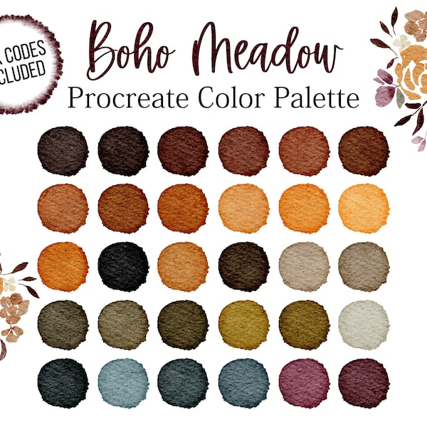 Boho Color Palette Bohemian Style Colors Procreate Boho Hex Codes Blue ...