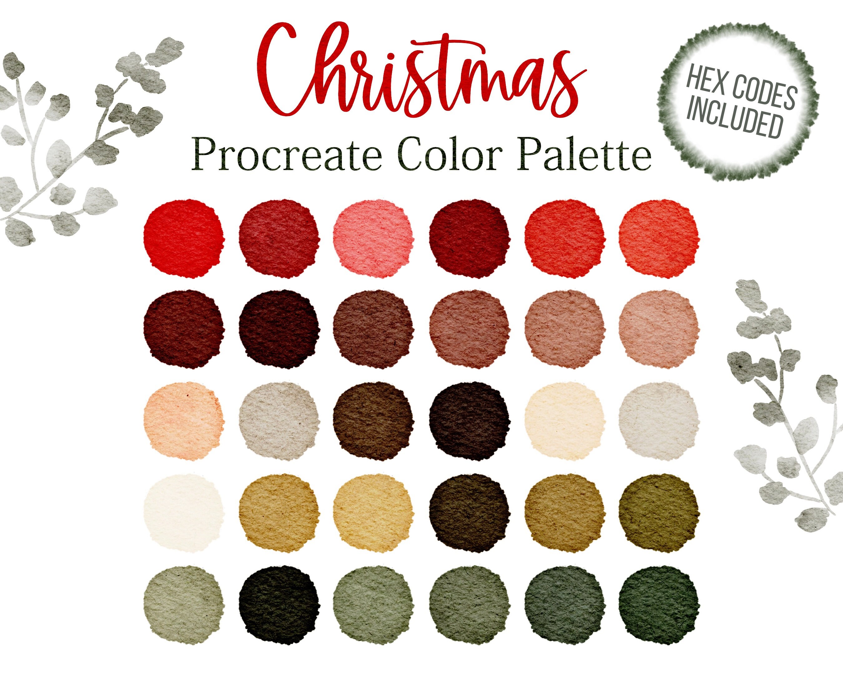 Christmas Procreate Palette Xmas Colour Red Colors Procreate Green