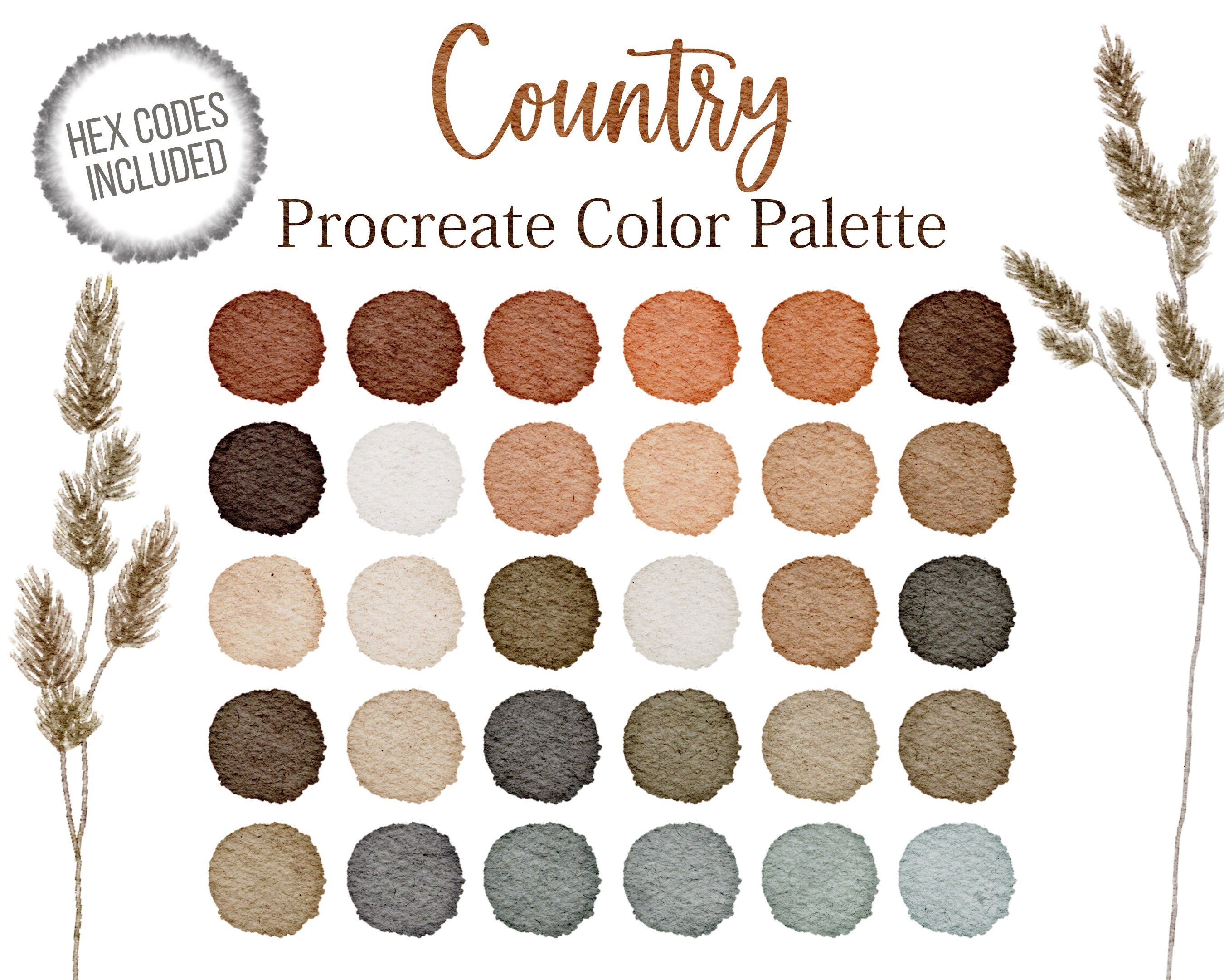 Brown Procreate Palette Bundle Green Country Tones Palette Earth Colors ...