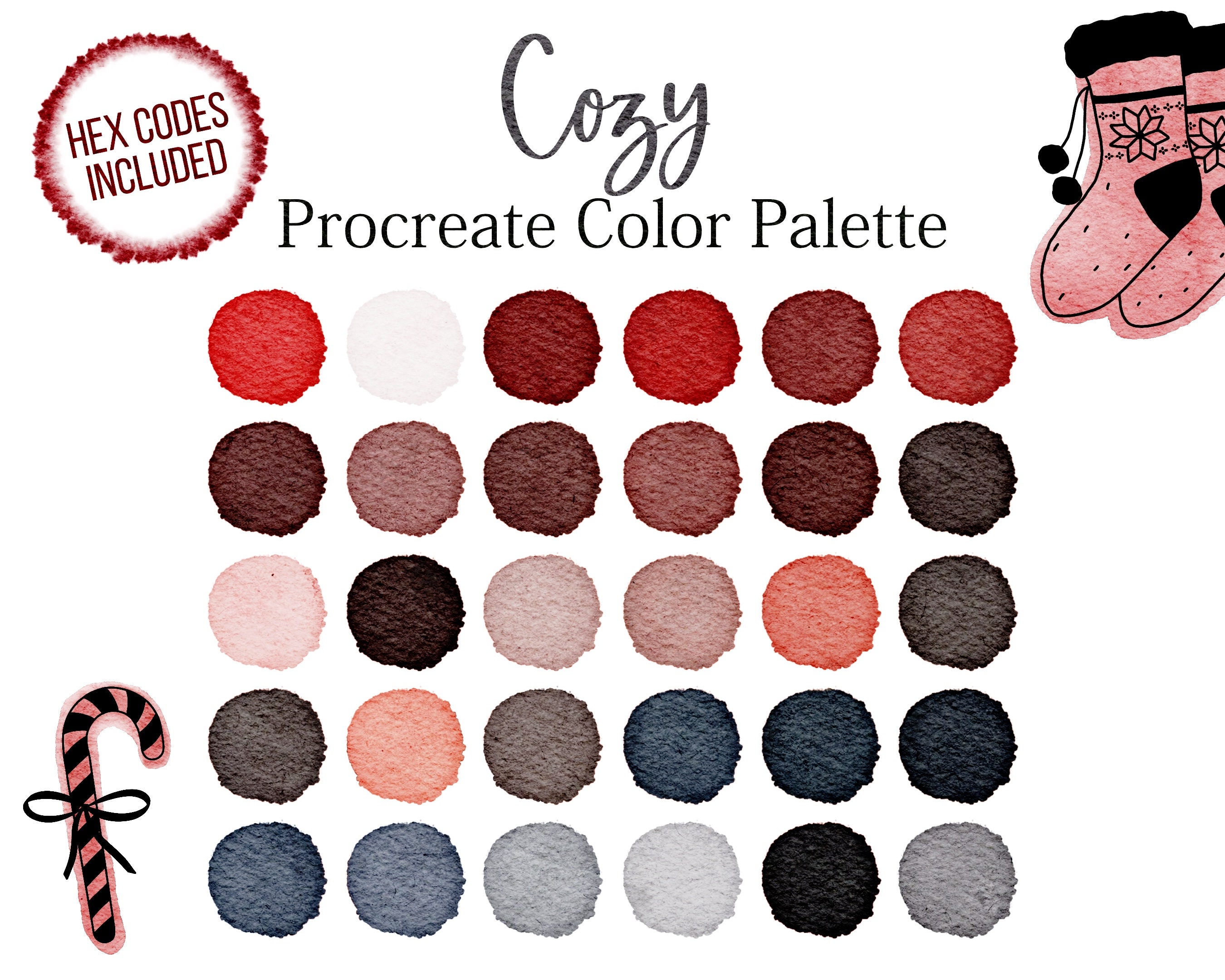 Bundle Christmas Procreate Palette XMAS Color Red Procreate Green Color ...