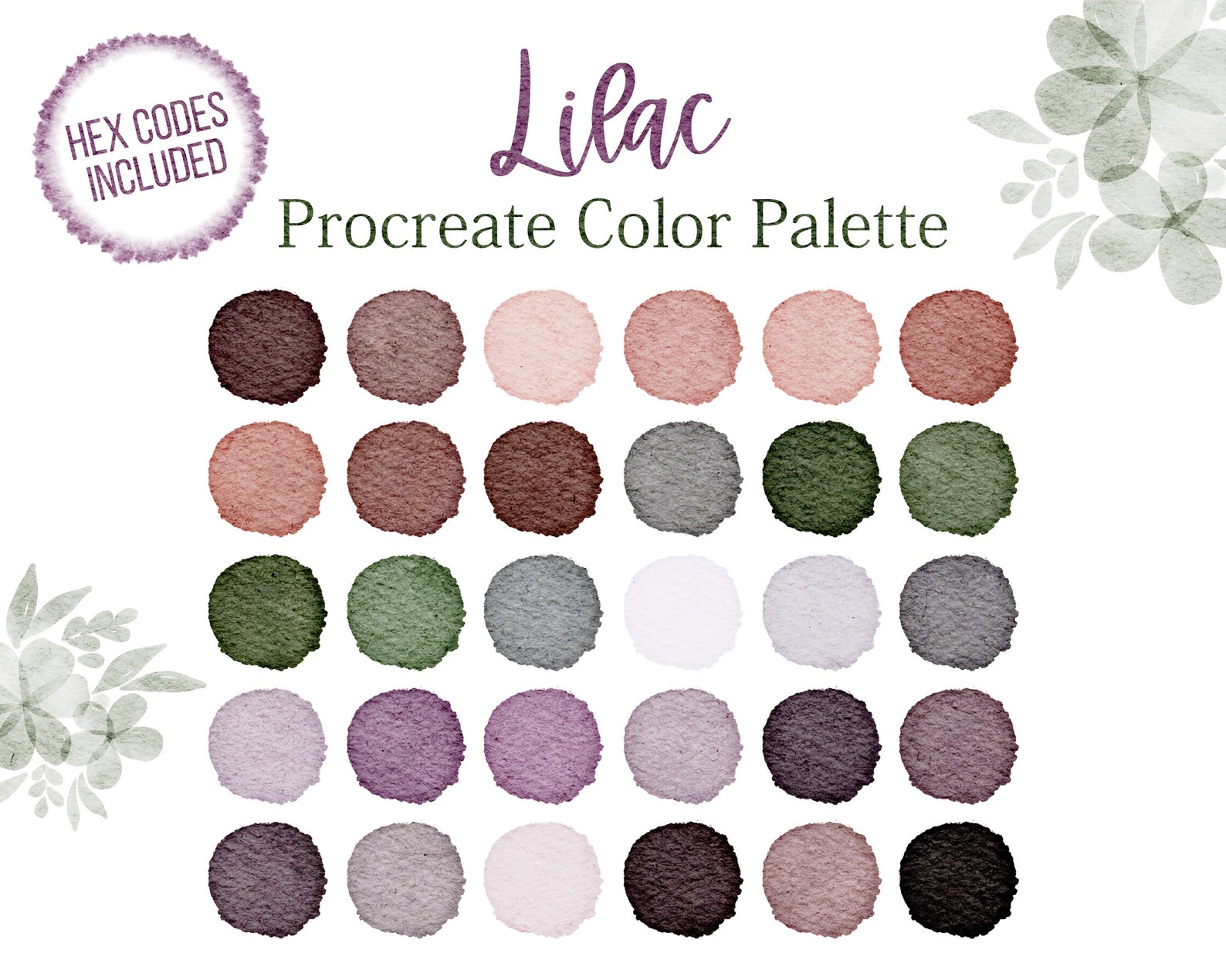 Lilac Palette Procreate Violet Tones Swatches Digital Colors Lilac ...