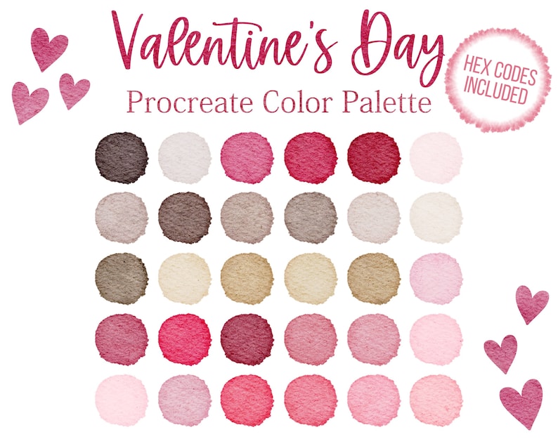 Valentine Bundle Color Palette Love Pink Procreate Hex Codes - Etsy UK
