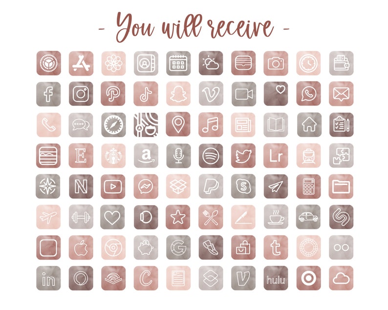 Rose App Icons Watercolor, Pink Aesthetic Watercolour, Ios14 iPhone ...