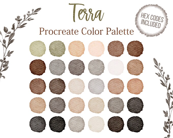 Earth Procreate Palette Green Earth Tones Hex Codes Palette Brown ...