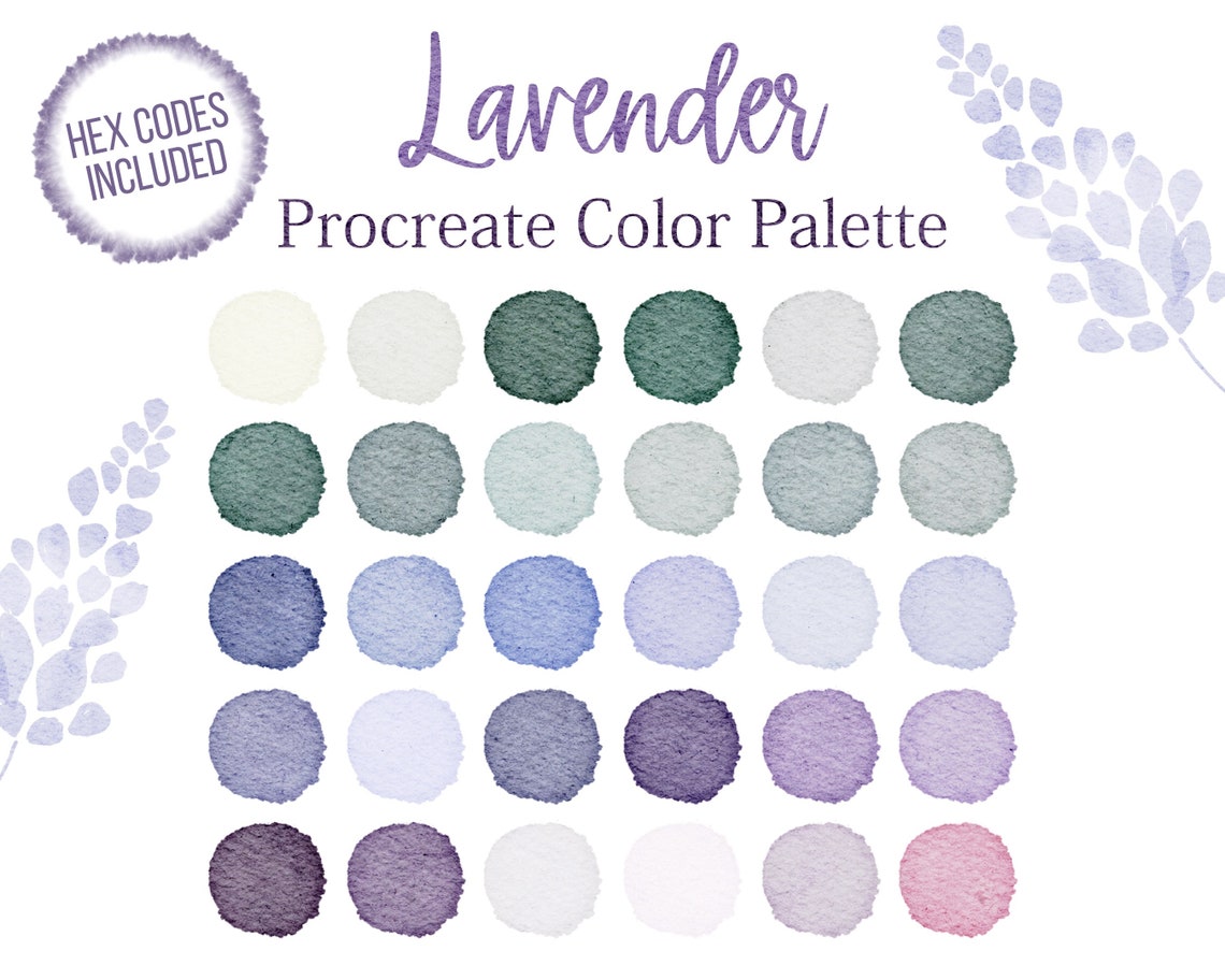 Lavender Palette Procreate Bundle Violet Tones Rose Palette Green ...