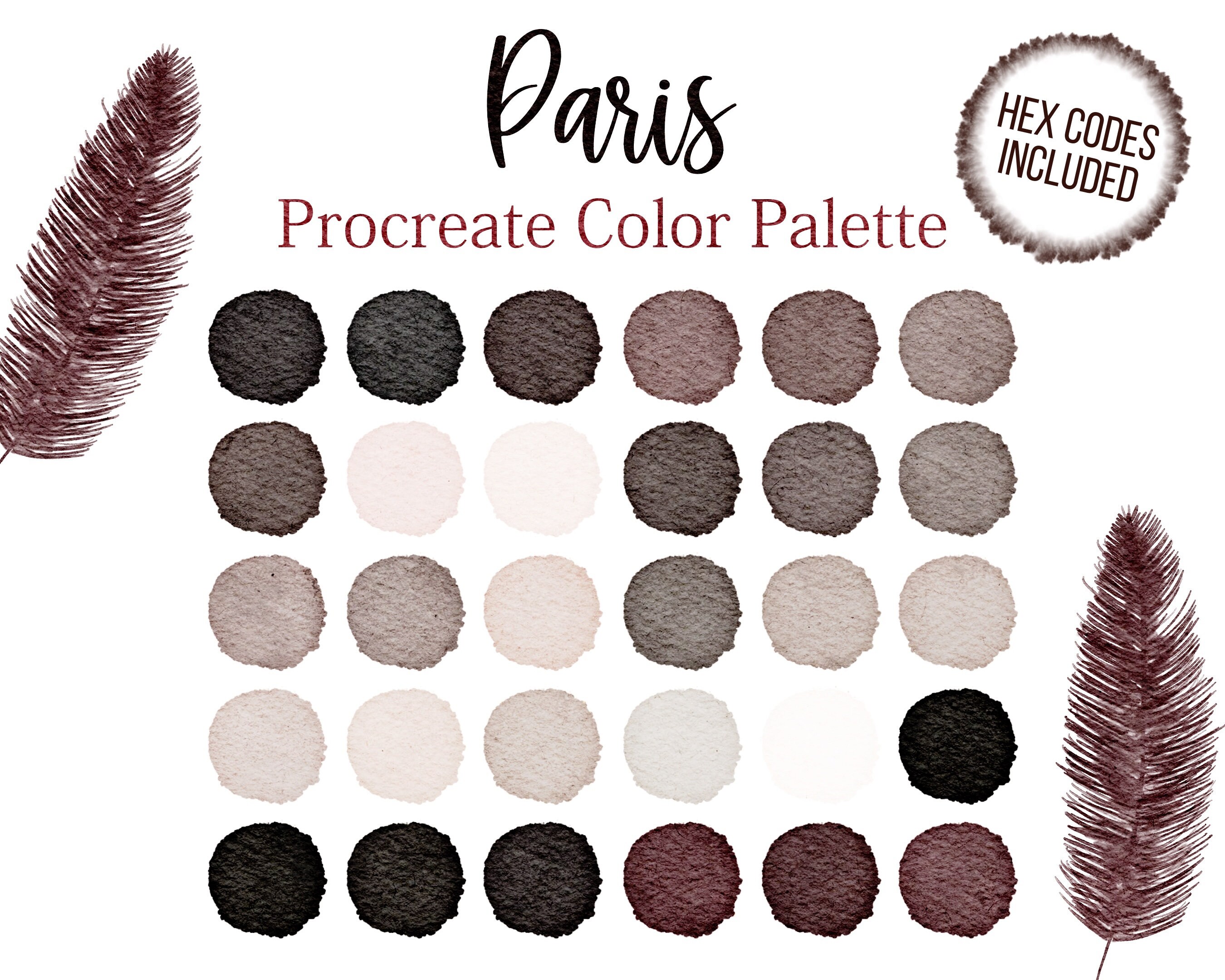 Dark Rose Palette Procreate Hex Codes Black Tones Palette Rose Color ...