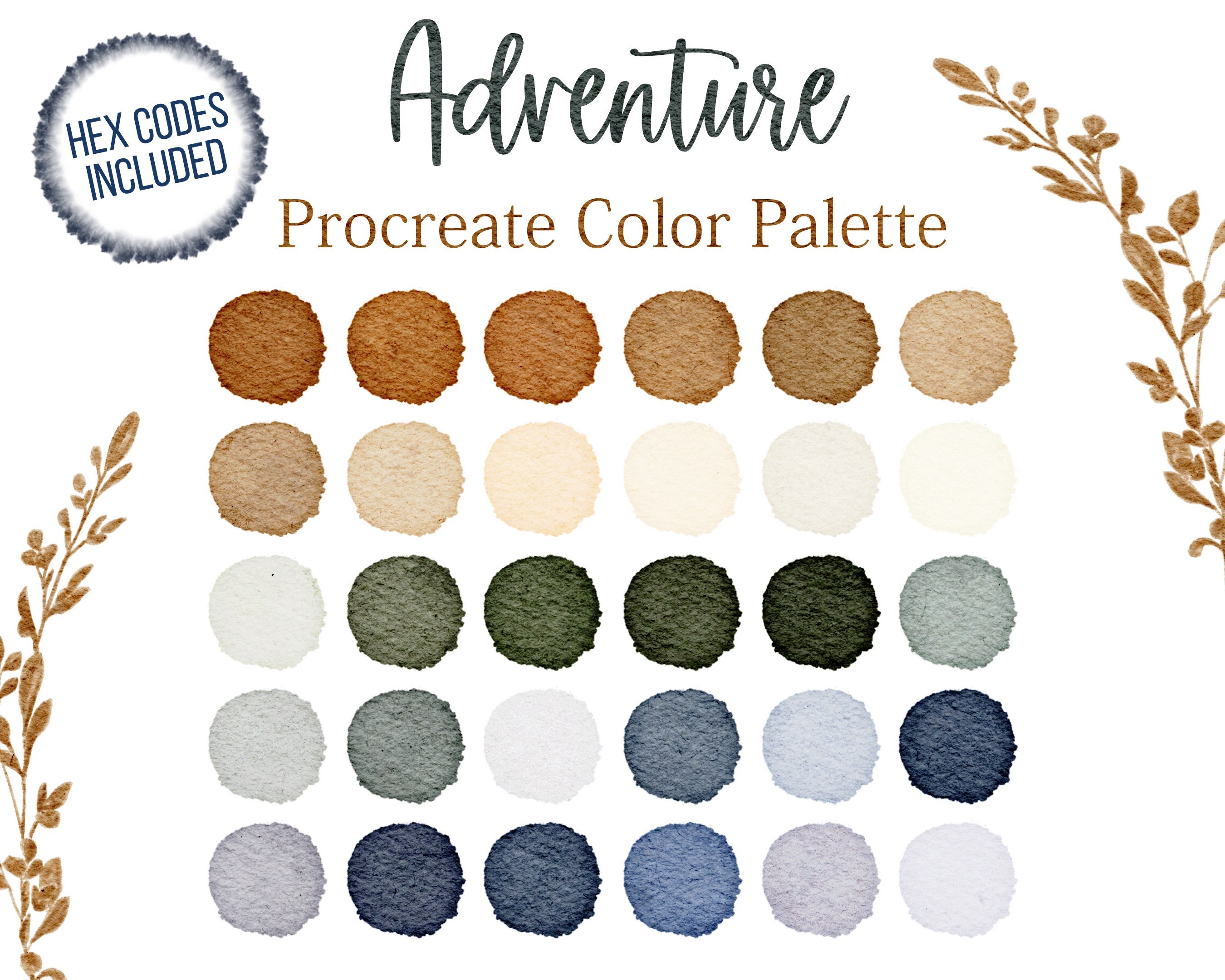 Nature Colors Procreate Blue Tones Color Palette Brown Colour Hex Codes ...