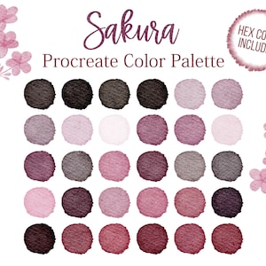 Sakura Color Palette Bundle Pink Colors Procreate Purple Palette Dark ...
