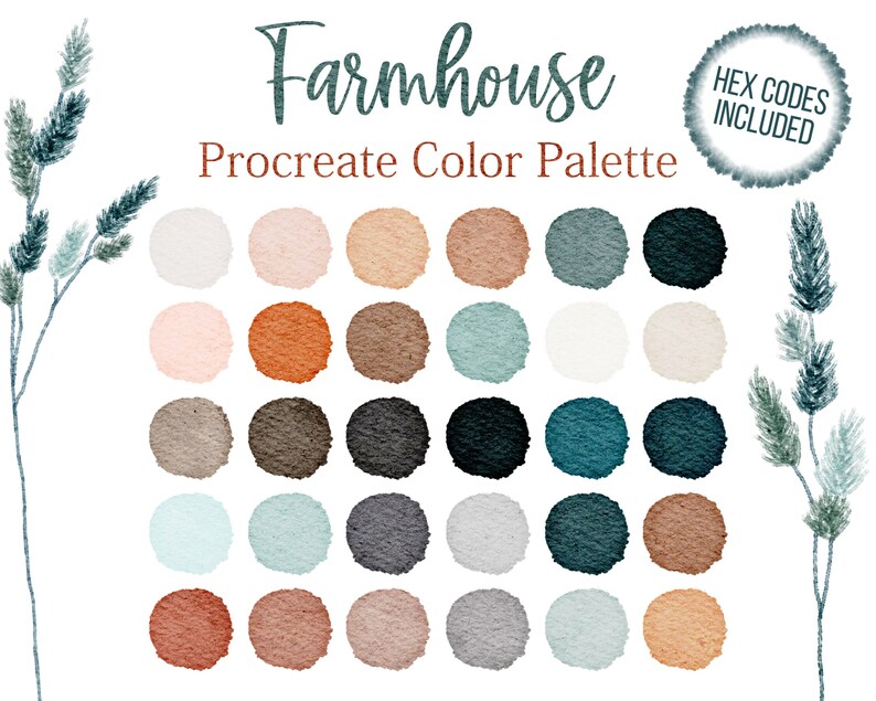 Farmhouse Procreate Blue Tones Color Palette Orange Colour Palette ...