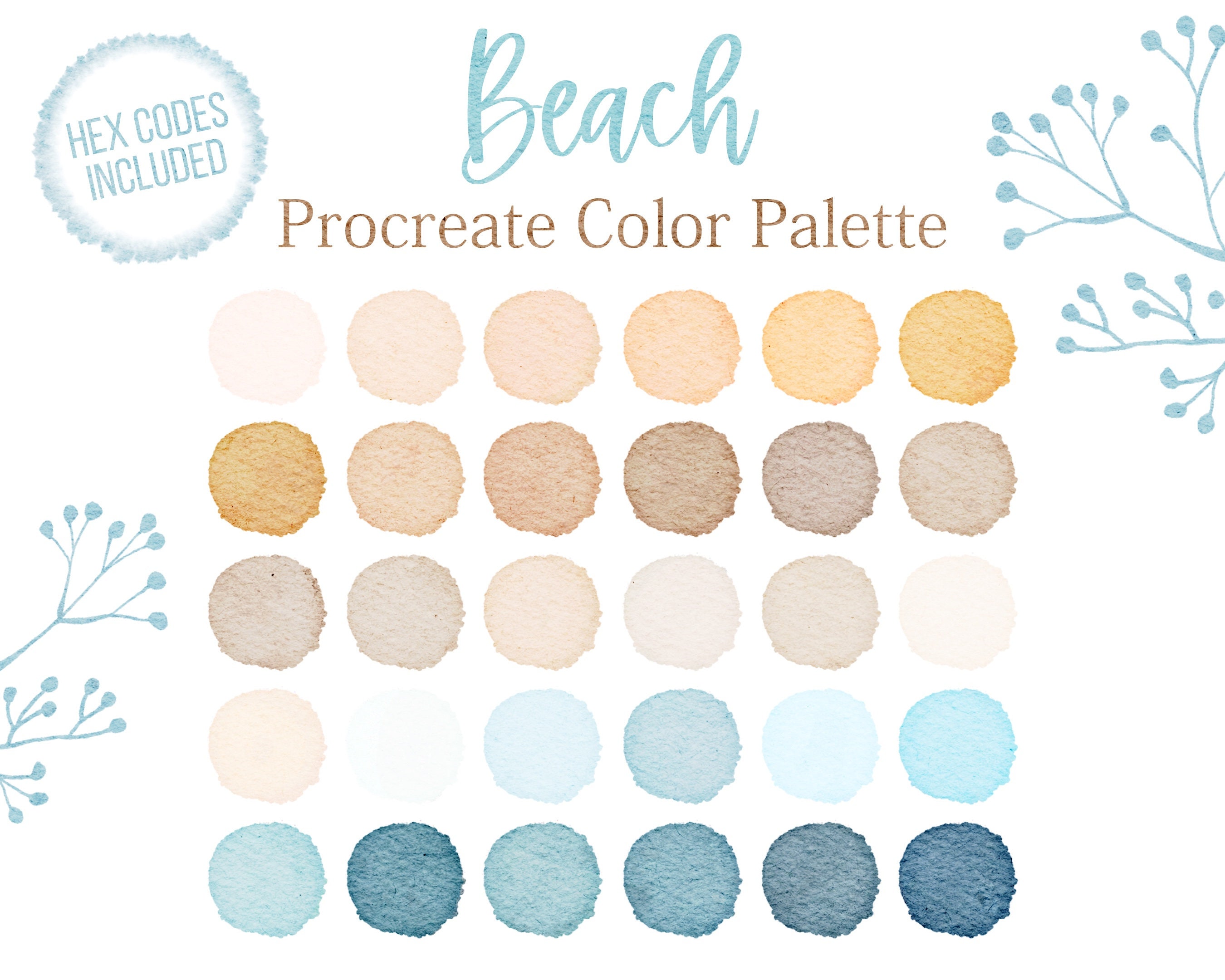 Beach Color Palette Sandy Style Colors Procreate Beige Hex Codes Blue