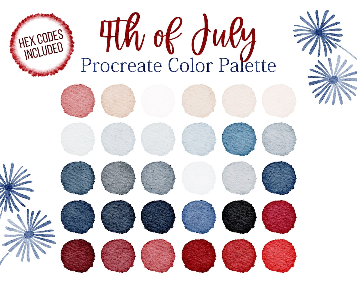 Procreate Color Palette Independence Day Palette Red Color Digital Hex ...