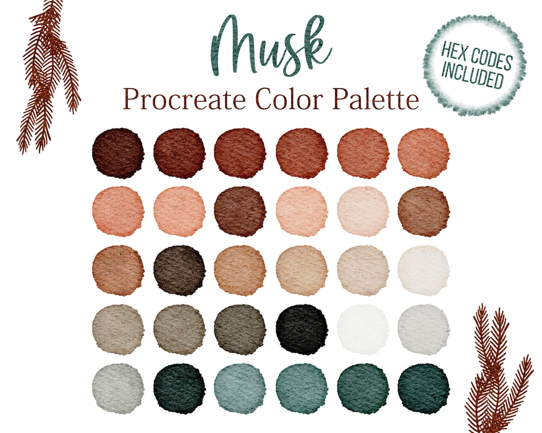 Nature Colors Procreate Musk Brown Color Palette Red Colour Hex Codes ...