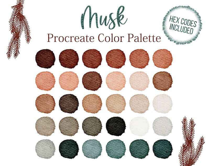 Nature Colors Procreate Musk Brown Color Palette Red Colour Hex Codes ...