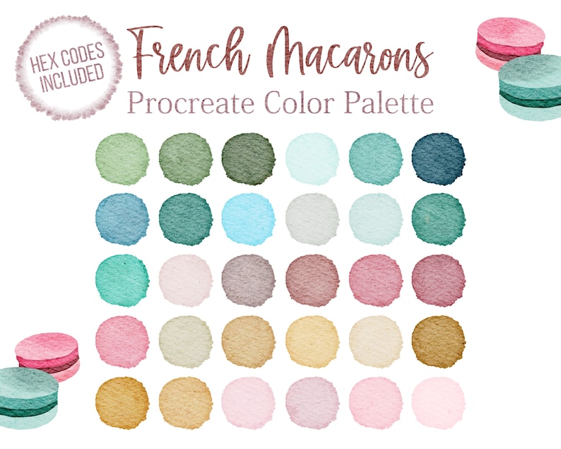 French Macarons Pastel Colors Procreate Swatch File Beige Palette Soft ...