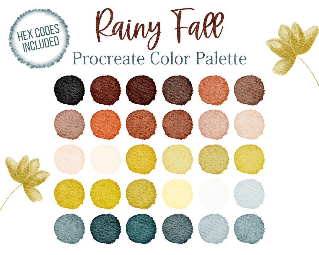 Rainy Fall Autumn Procreate Palette Fall Colour Red Tones Harvest ...