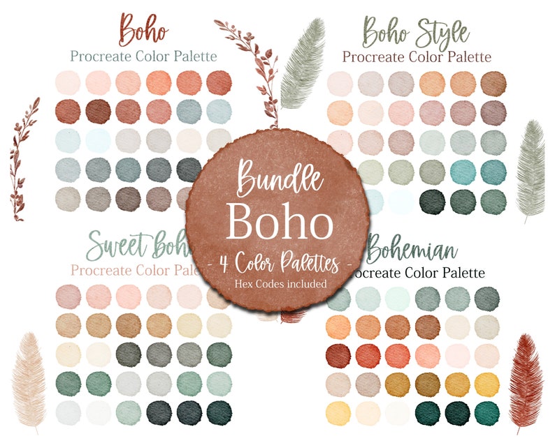 Boho Color Palette Bundle Colors Procreate Bohemian Procreate Palette ...
