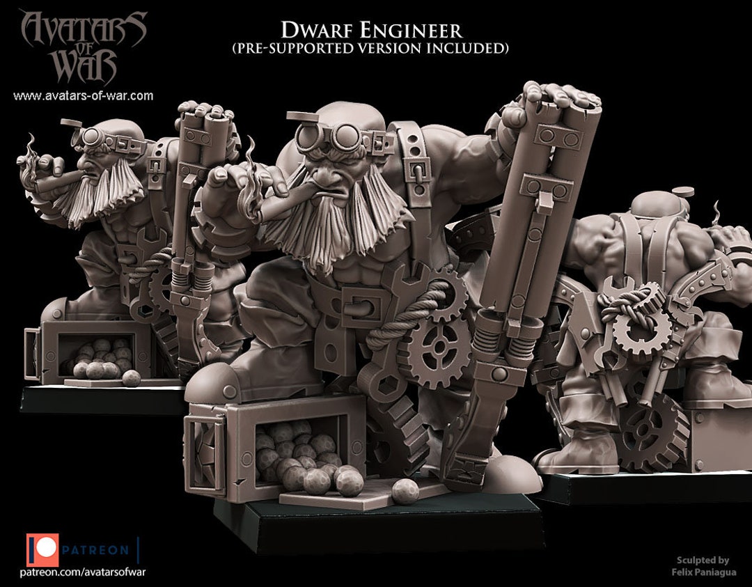 Dwarf Slayer Engineer, 28mm Scale for 28mm to 32mm Tabletop Wargaming ...