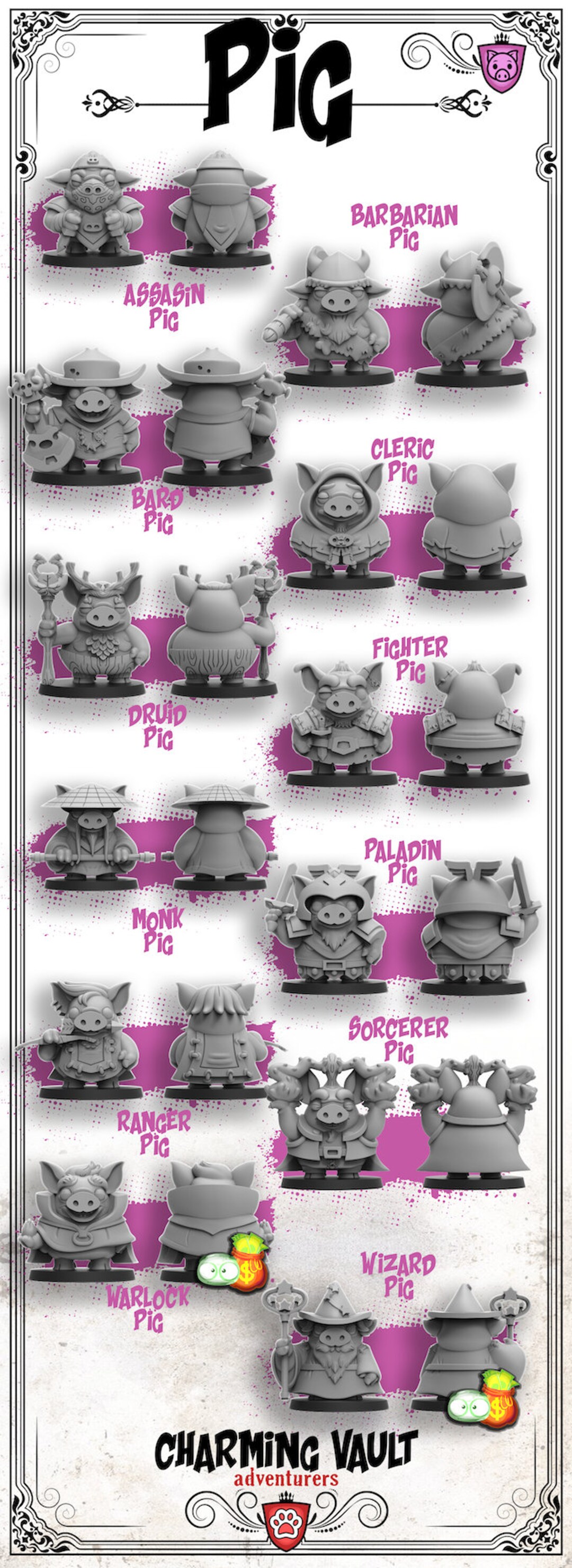 Pig Person by Heresy Labs Including Assassin, Barbarian, Bard, Cleric ...